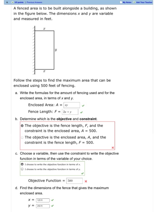 Solved My Notes Ask Your A fenced area is to be built | Chegg.com