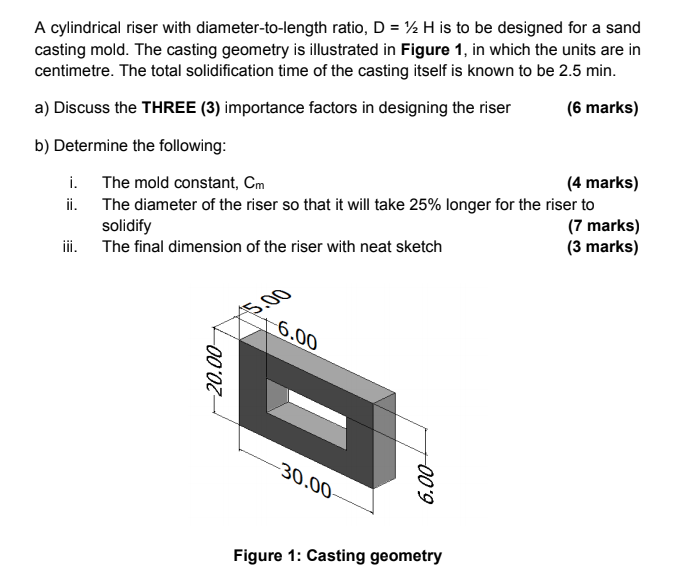 Solved A cylindrical riser with diameter-to-length ratio, D | Chegg.com