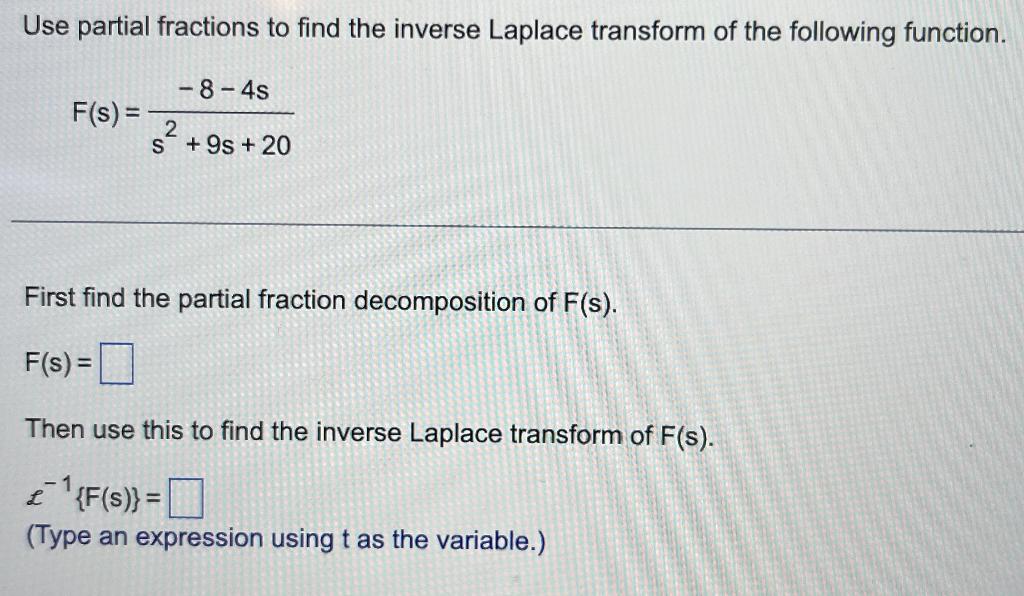 Solved Use partial fractions to find the inverse Laplace | Chegg.com