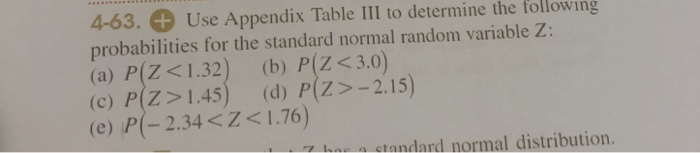 Solved 4-63.+ Use Appendix Table III to determine the | Chegg.com