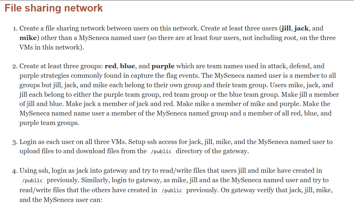 Solved 1. Create a file sharing network between users on | Chegg.com