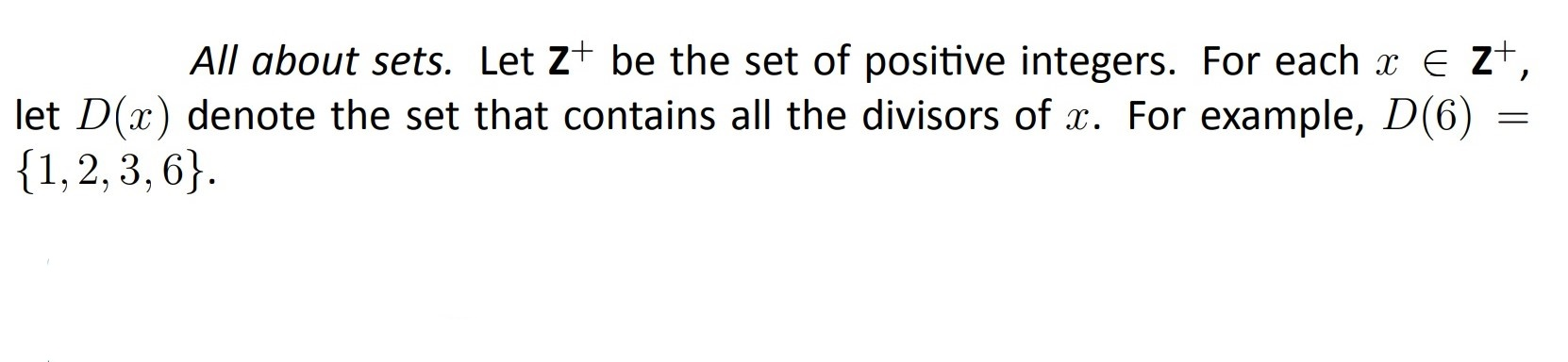 Solved All about sets. Let Z+ be the set of positive | Chegg.com