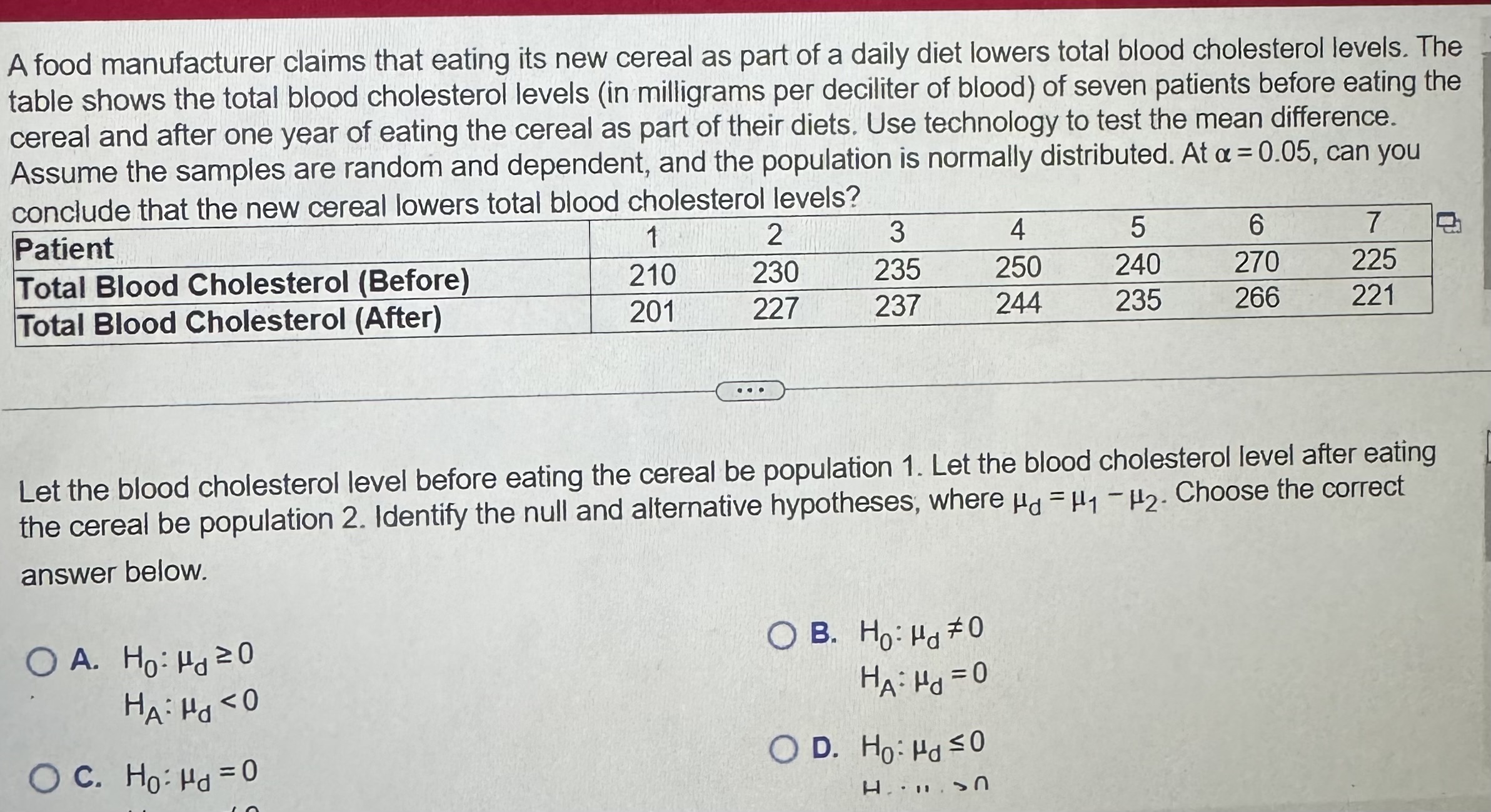Solved A food manufacturer claims that eating its new cereal | Chegg.com