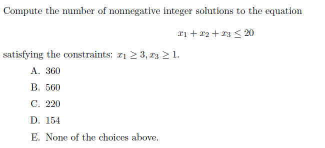 Solved Compute the number of nonnegative integer solutions | Chegg.com