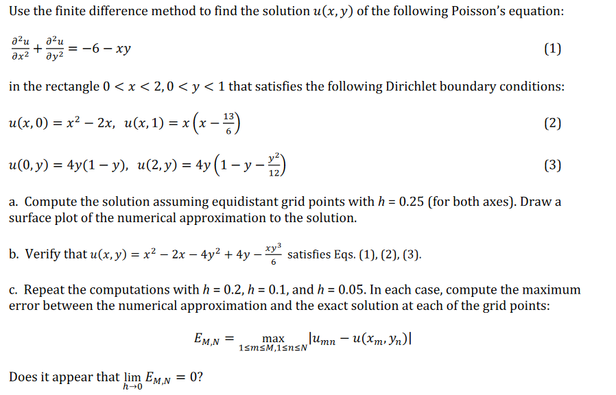 Use The Finite Difference Method To Find The Solution