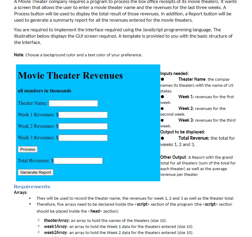 Solved A Movie Theater company requires a program to process | Chegg.com