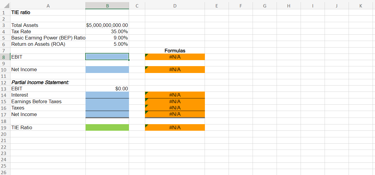 Solved Excel Online Structured Activity: TIE ratio Online | Chegg.com