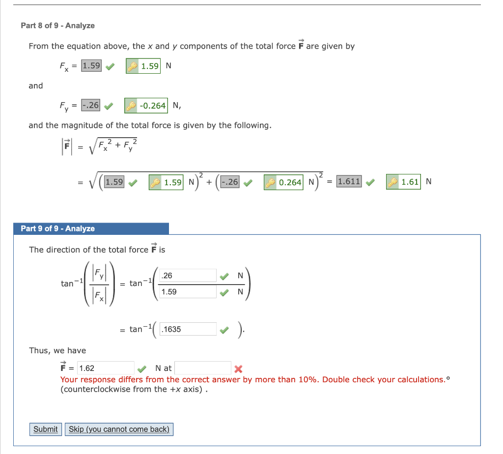 Solved Part 8 of 9 - Analyze From the equation above, the x | Chegg.com