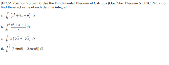Solved [FTC5*] (Section 5.3 part 2) Use the Fundamental | Chegg.com