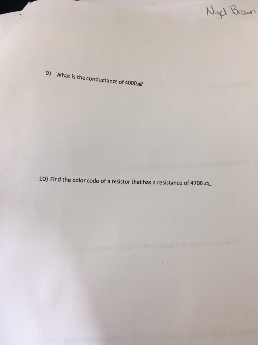 Solved What is the conductance of 4000 ohm? Find the color | Chegg.com