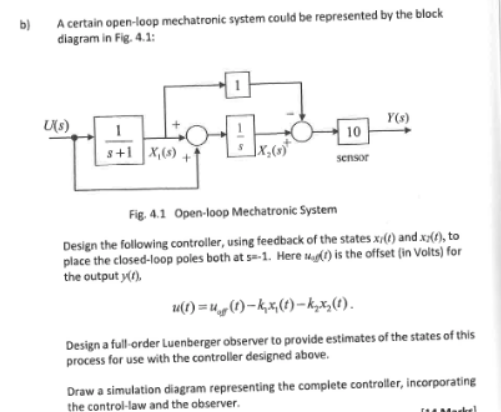 b) A certain open-loop mechatronic system could be | Chegg.com