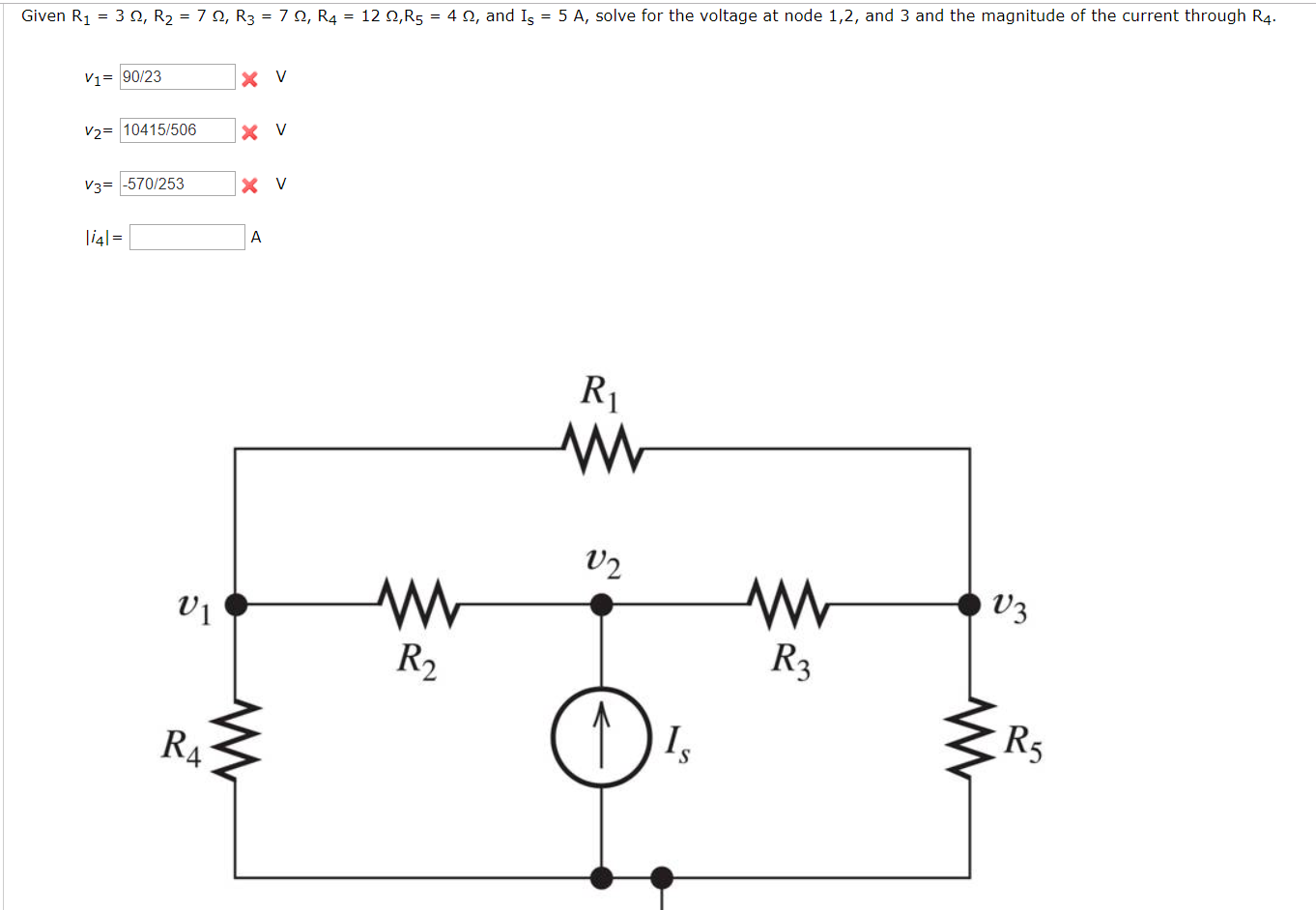 Solved Given R1 3 Q, R2 = 7 Q, R3 = 7 Q, R4 = 12 2,R5 = 4 0, | Chegg.com