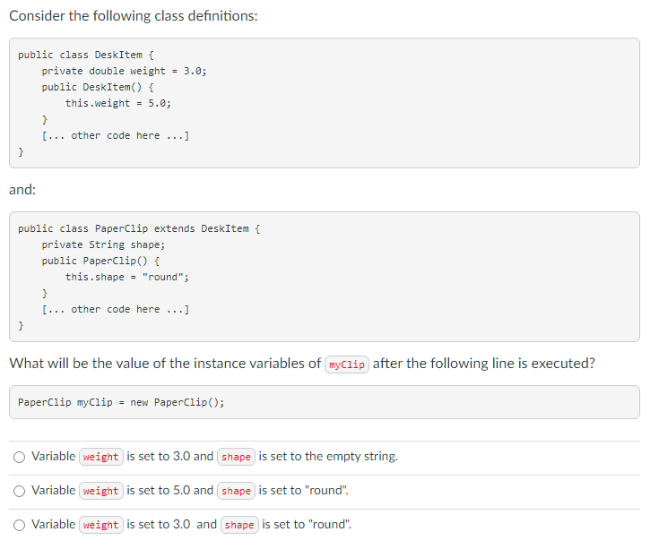 Solved Consider the following class definitions: public | Chegg.com