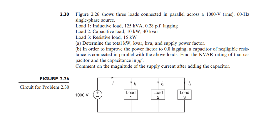 Solved 2.30 Figure 2.26 shows three loads connected in | Chegg.com