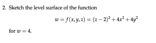 Solved 2. Sketch the level surface of the function | Chegg.com