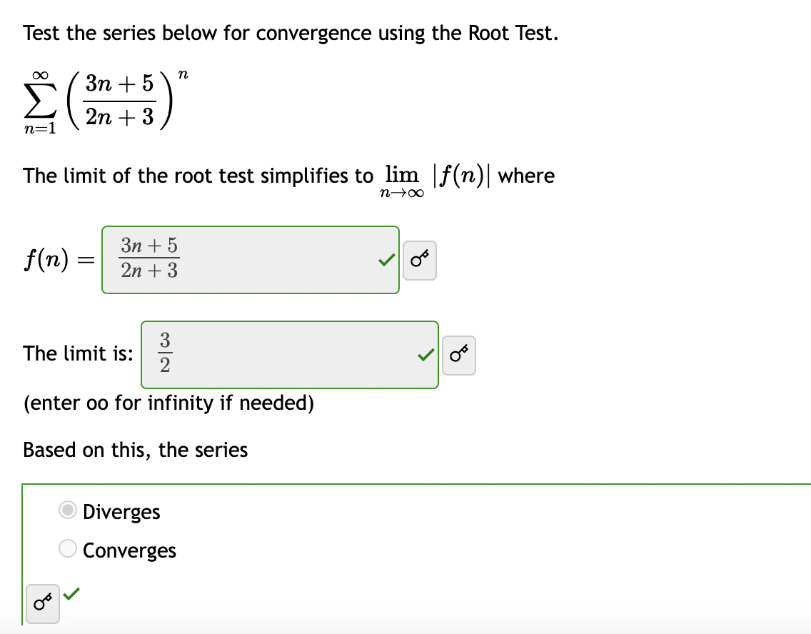 Solved Test the series below for convergence using the Root | Chegg.com