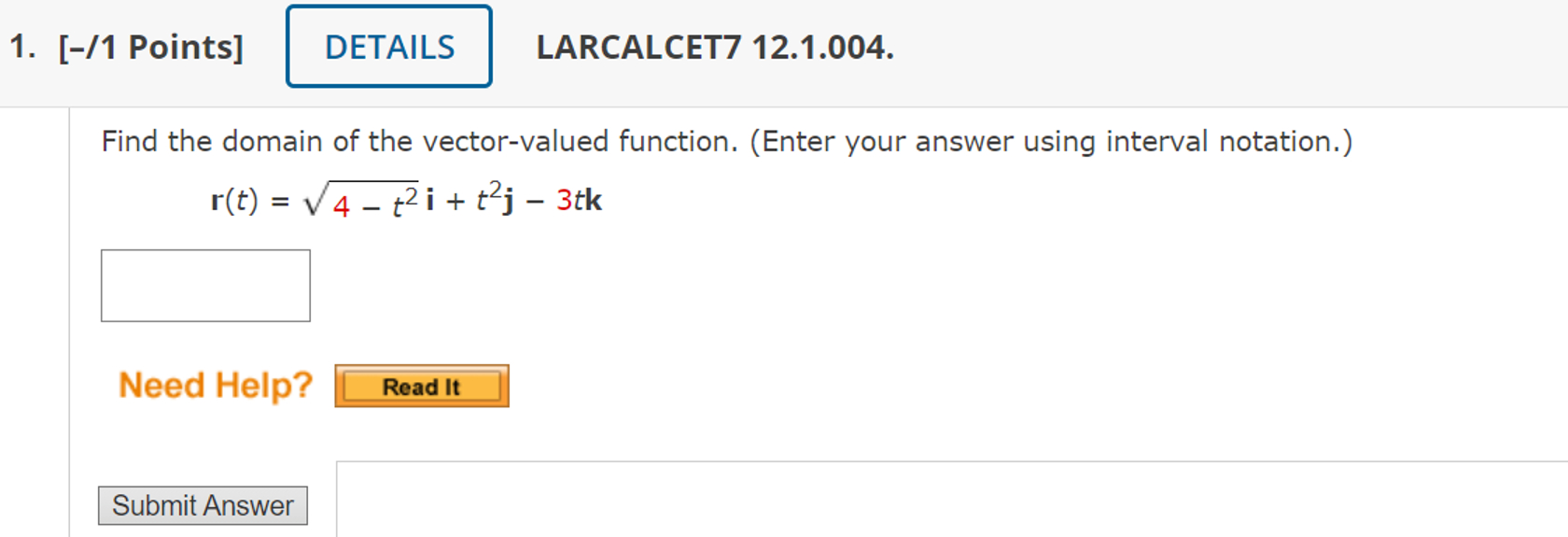 Solved Find the domain of the vector-valued function. (Enter | Chegg.com