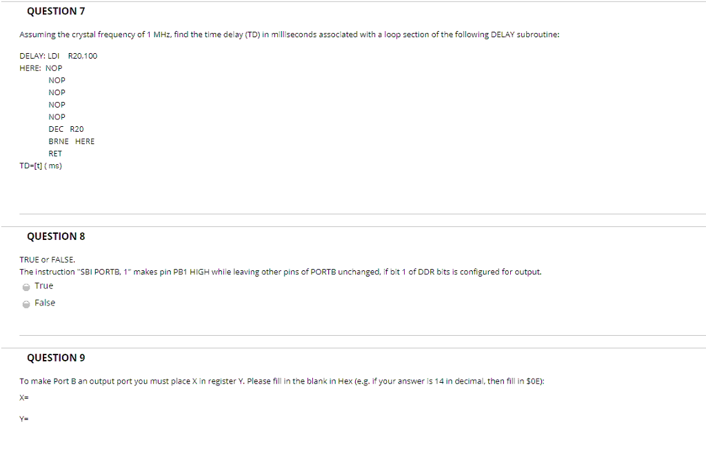 Solved QUESTION 7 Assuming the crystal frequency of 1 MHz, | Chegg.com