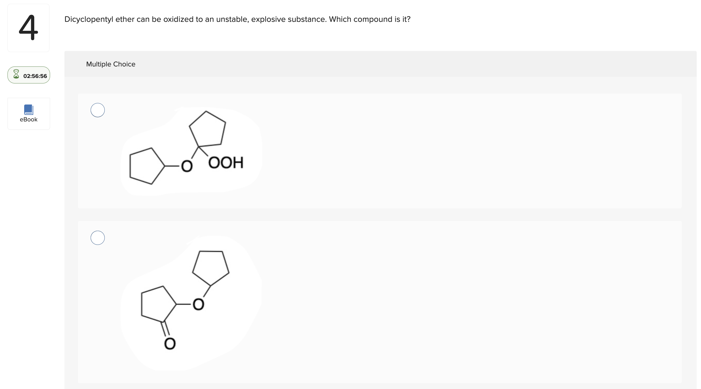 Solved Dicyclopentyl ether can be oxidized to an unstable, | Chegg.com