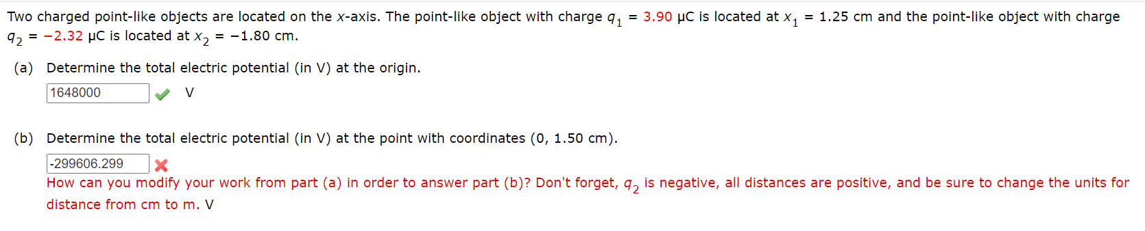 Solved Two charged point-like objects are located on the | Chegg.com