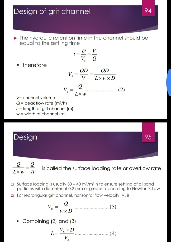Solved Example Design a rectangular grit channel for a | Chegg.com