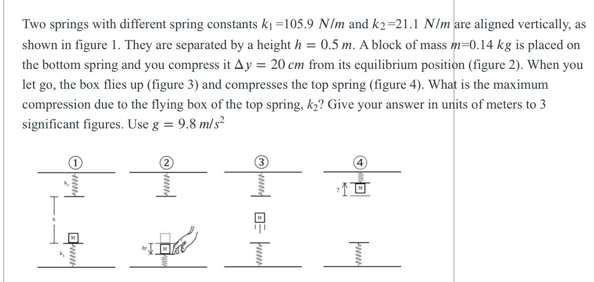 Solved Two springs with different spring constants ki =105.9 | Chegg.com