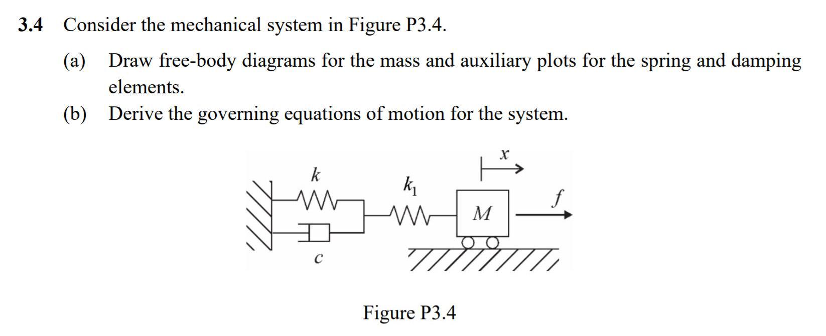 Solved 3.4 Consider the mechanical system in Figure P3.4. | Chegg.com
