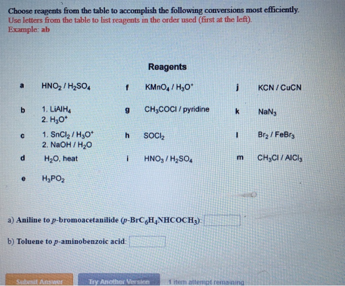 Solved Choose reagents from the table to accomplish the | Chegg.com