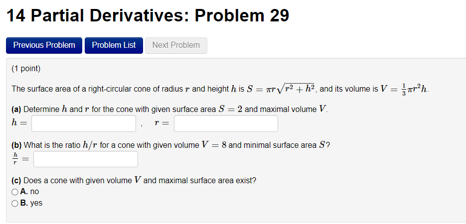 Solved 14 Partial Derivatives: Problem 29 Previous Problem | Chegg.com