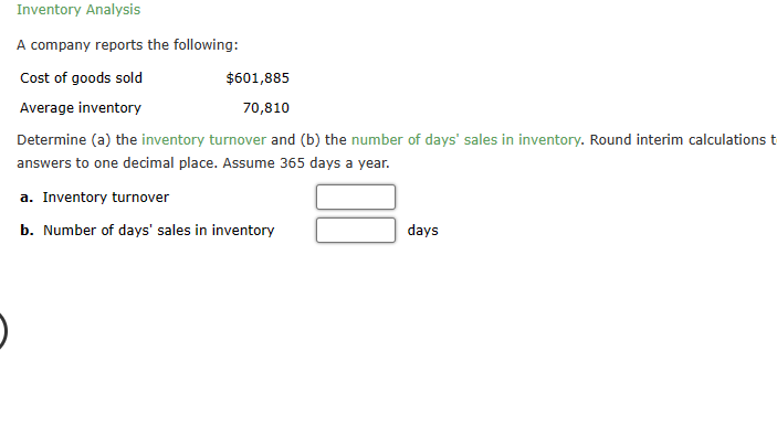 Solved Determine (a) the inventory turnover and (b) the | Chegg.com