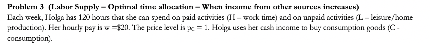Problem 3 (Labor Supply - Optimal time allocation - | Chegg.com