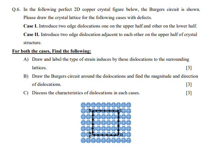 Solved Q.6. In the following perfect 2D copper crystal | Chegg.com