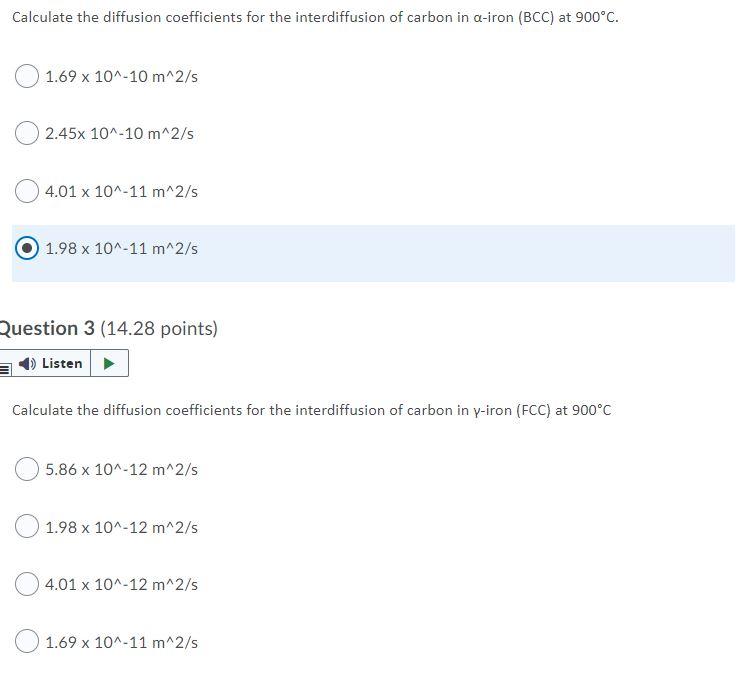 Solved Calculate the diffusion coefficients for the | Chegg.com