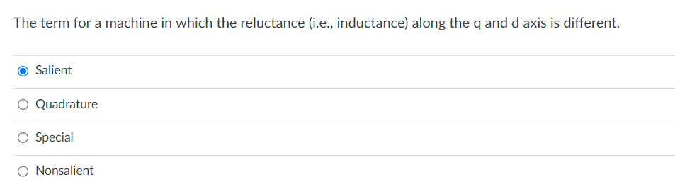 Solved The term for a machine in which the reluctance (i.e., | Chegg.com