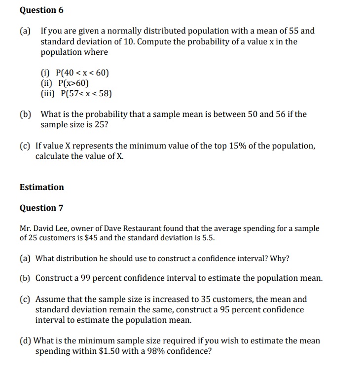 Solved Question 6 (a) If you are given a normally | Chegg.com