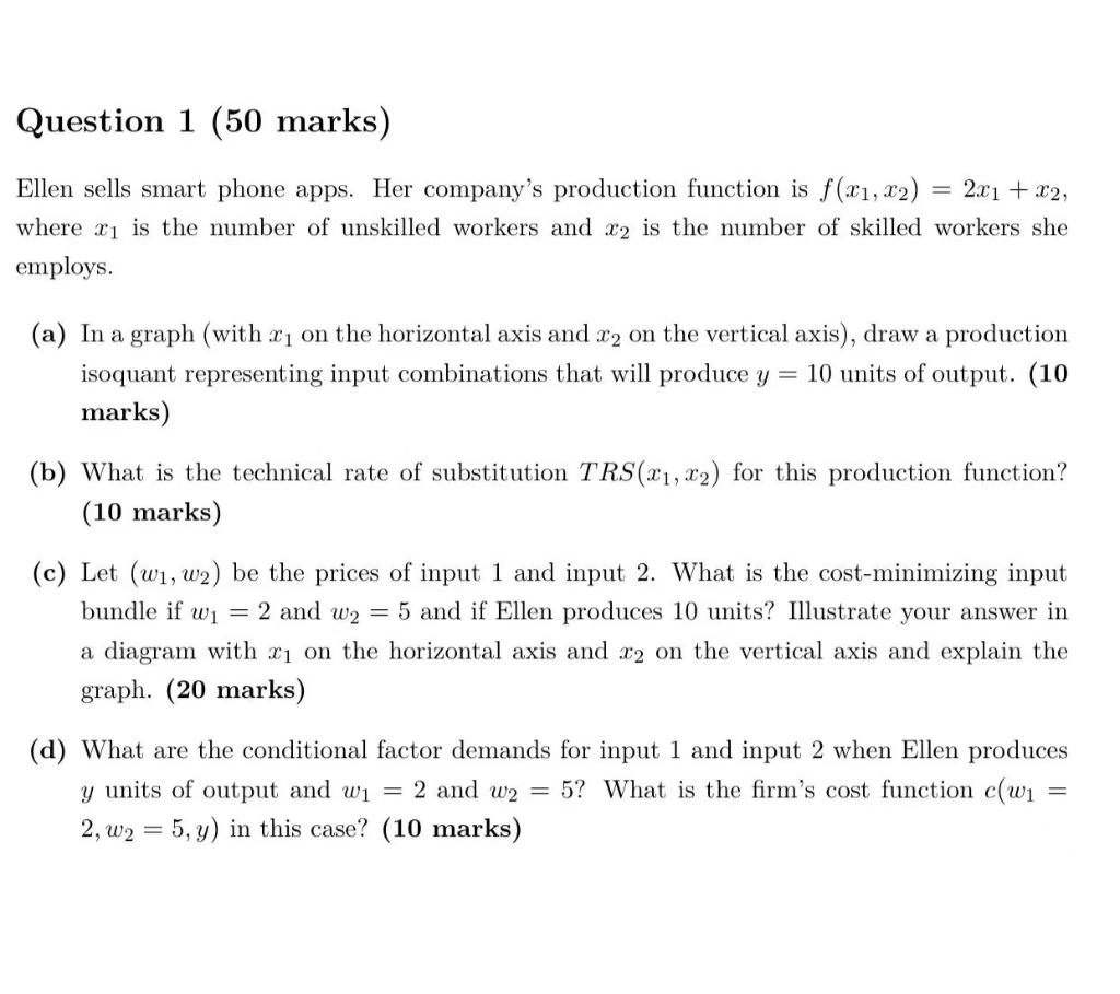 Solved Question 1 (50 marks) Ellen sells smart phone apps. | Chegg.com