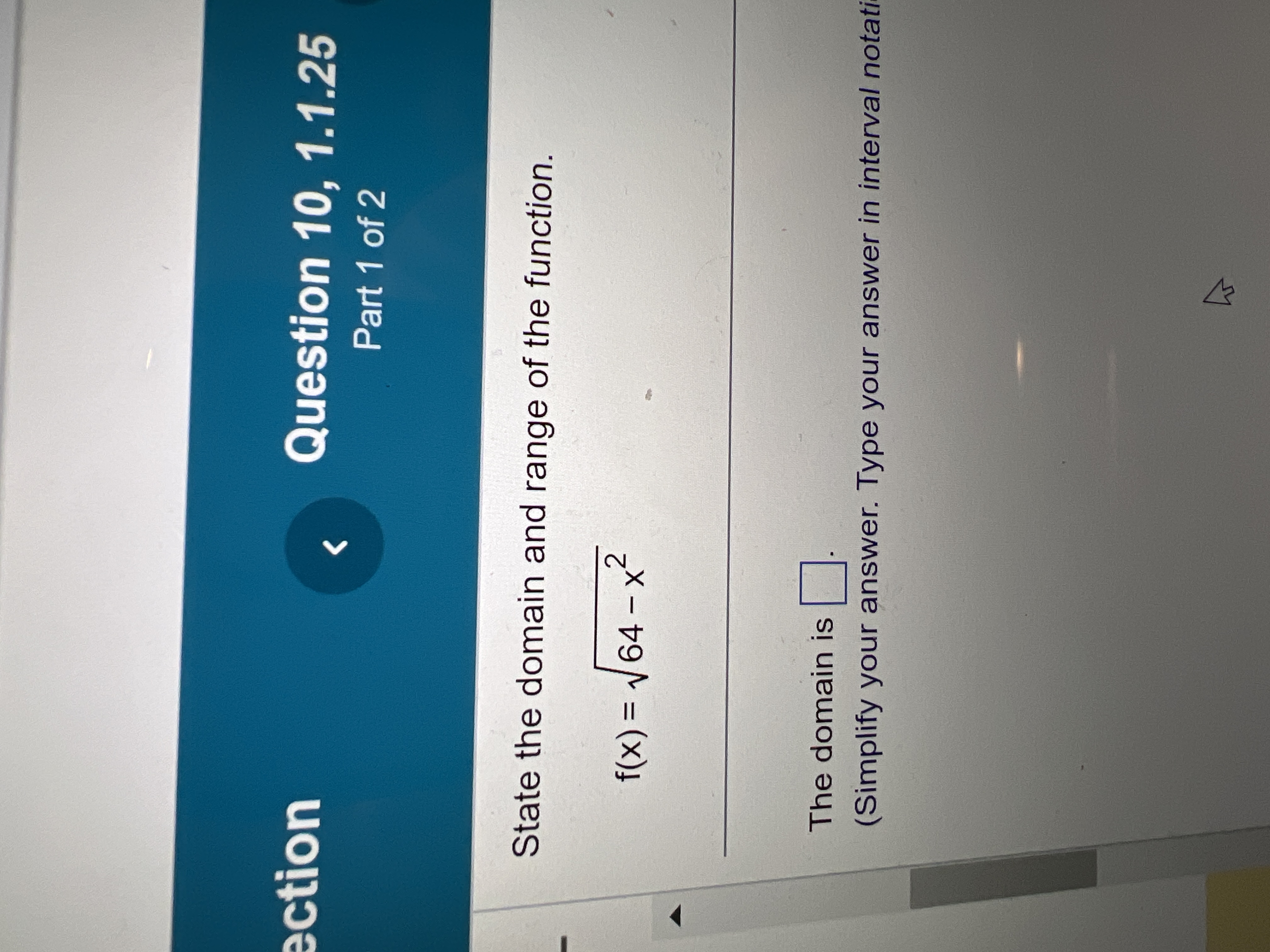 Solved State the domain and range of the | Chegg.com