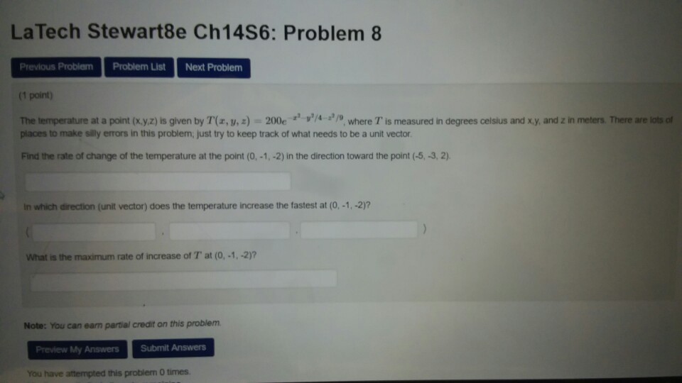 Solved LaTech Stewart8e Ch14S6: Problem 8 Previous Problem | Chegg.com
