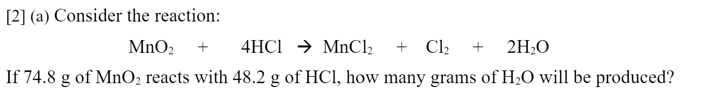 Solved [2] (a) Consider the reaction: | Chegg.com