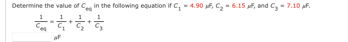 Solved Determine the value of Ceq in the following equation | Chegg.com