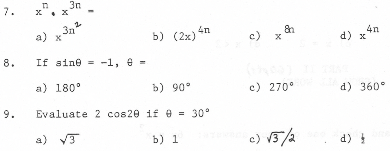 Solved 7. n 3n X • X 3n2 4n b) (2x) &n a) x c c) x 4n d) x | Chegg.com