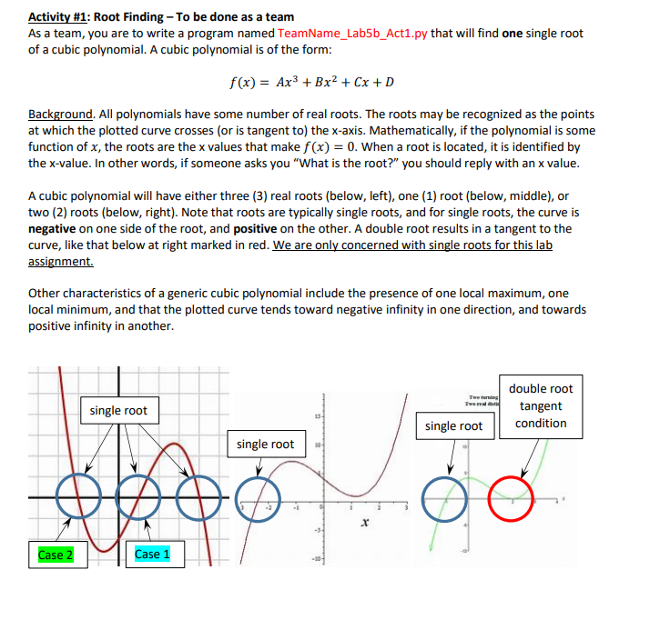 Solved Activity #1: Root Finding - To be done as a team As a | Chegg.com