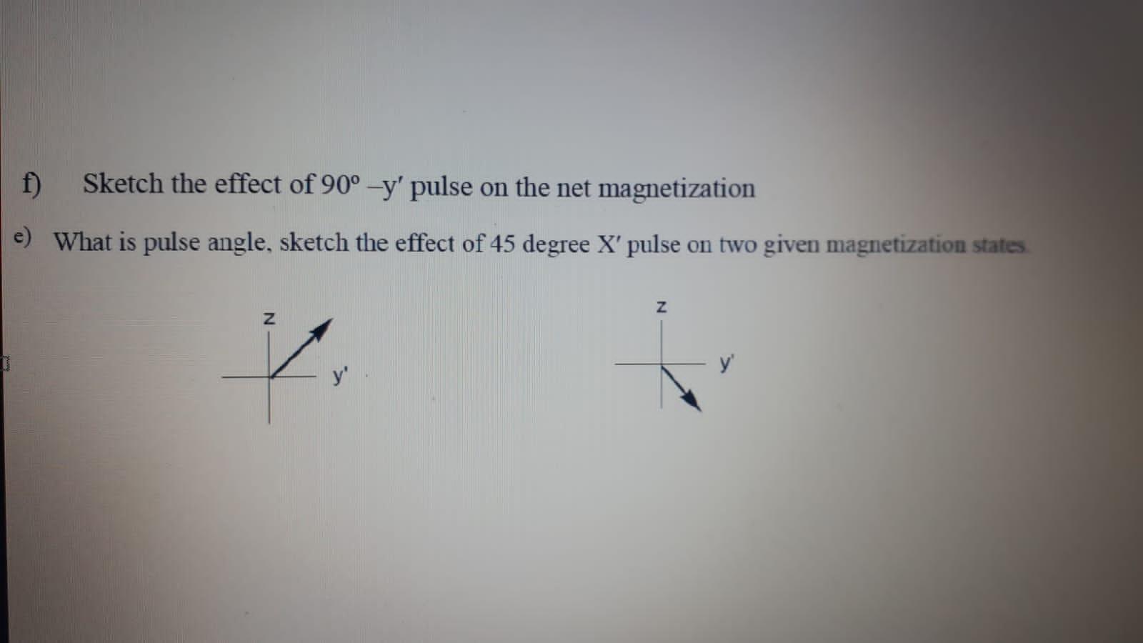 Solved f) Sketch the effect of 90∘−y′ pulse on the net | Chegg.com