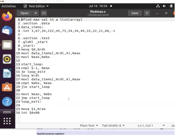 Solved Modify the findmax.s file to find the minimum value | Chegg.com