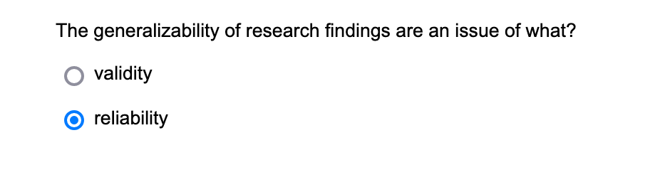 Solved The generalizability of research findings are an | Chegg.com