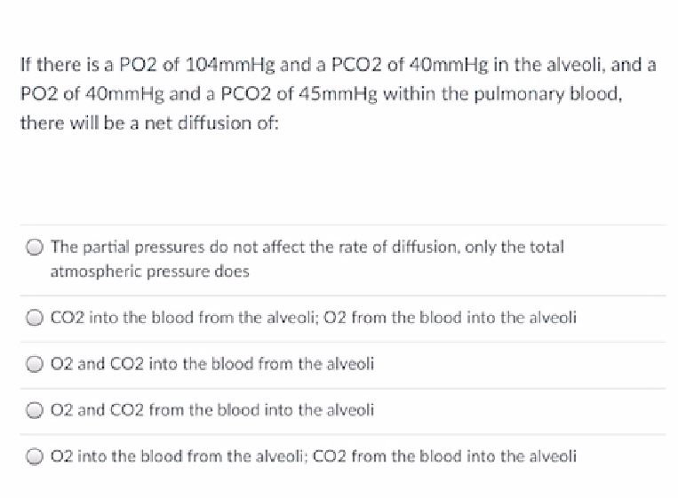 Solved If there is a PO2 of 104mmHg and a PCO2 of 40mmHg in | Chegg.com