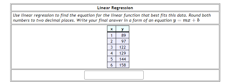 Solved Linear Regression Use linear regression to find the | Chegg.com