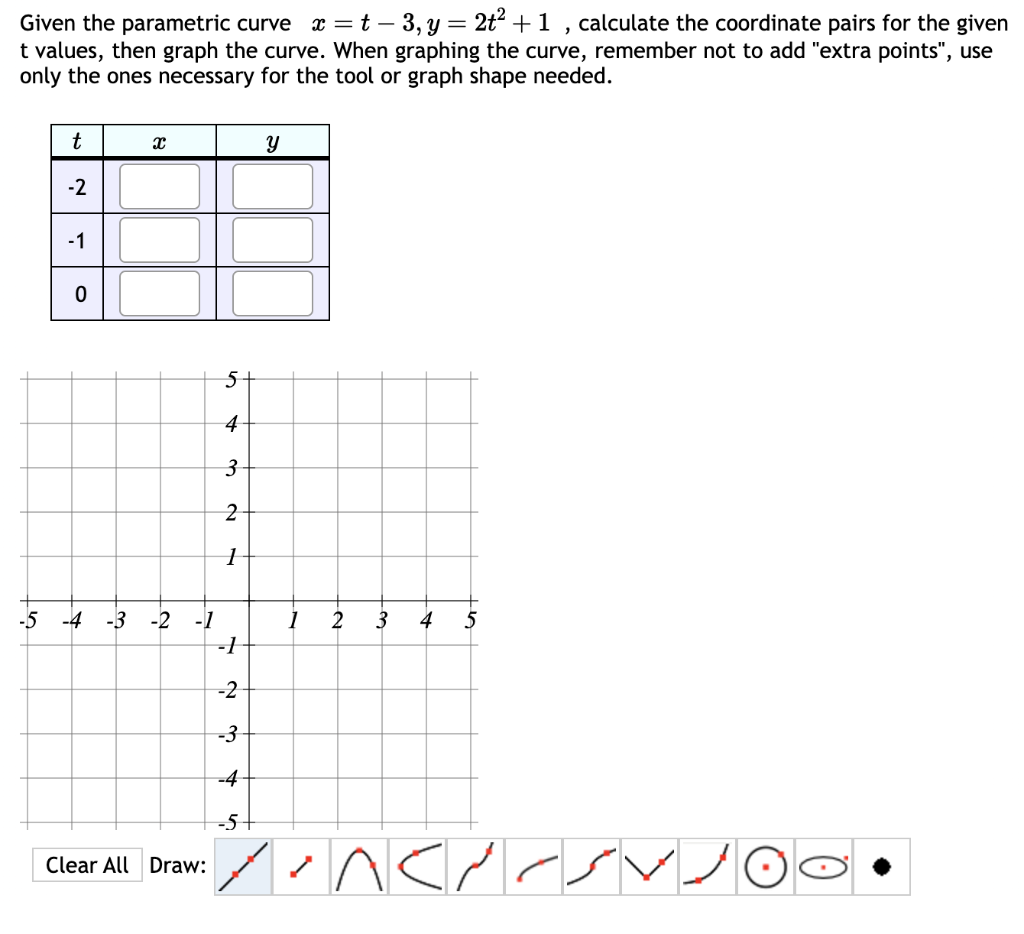Solved Given The Parametric Curve X T−3 Y 2t2 1 Calculate