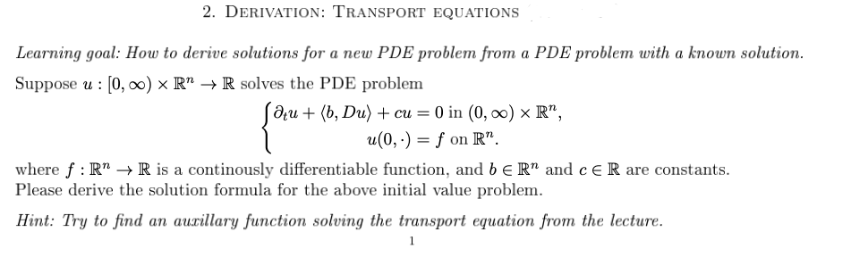 Solved 2. DERIVATION: TRANSPORT EQUATIONS Learning goal: How | Chegg.com