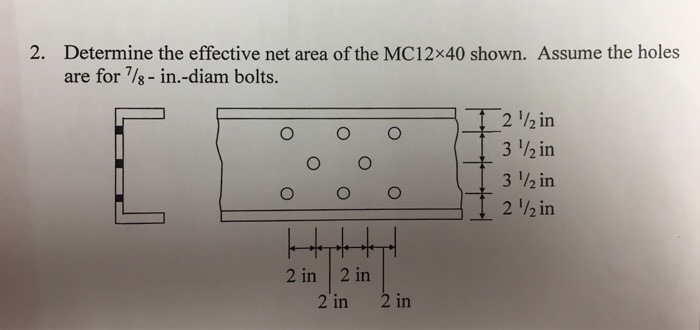 Solved Determine the effective net area of the MC12x40 | Chegg.com